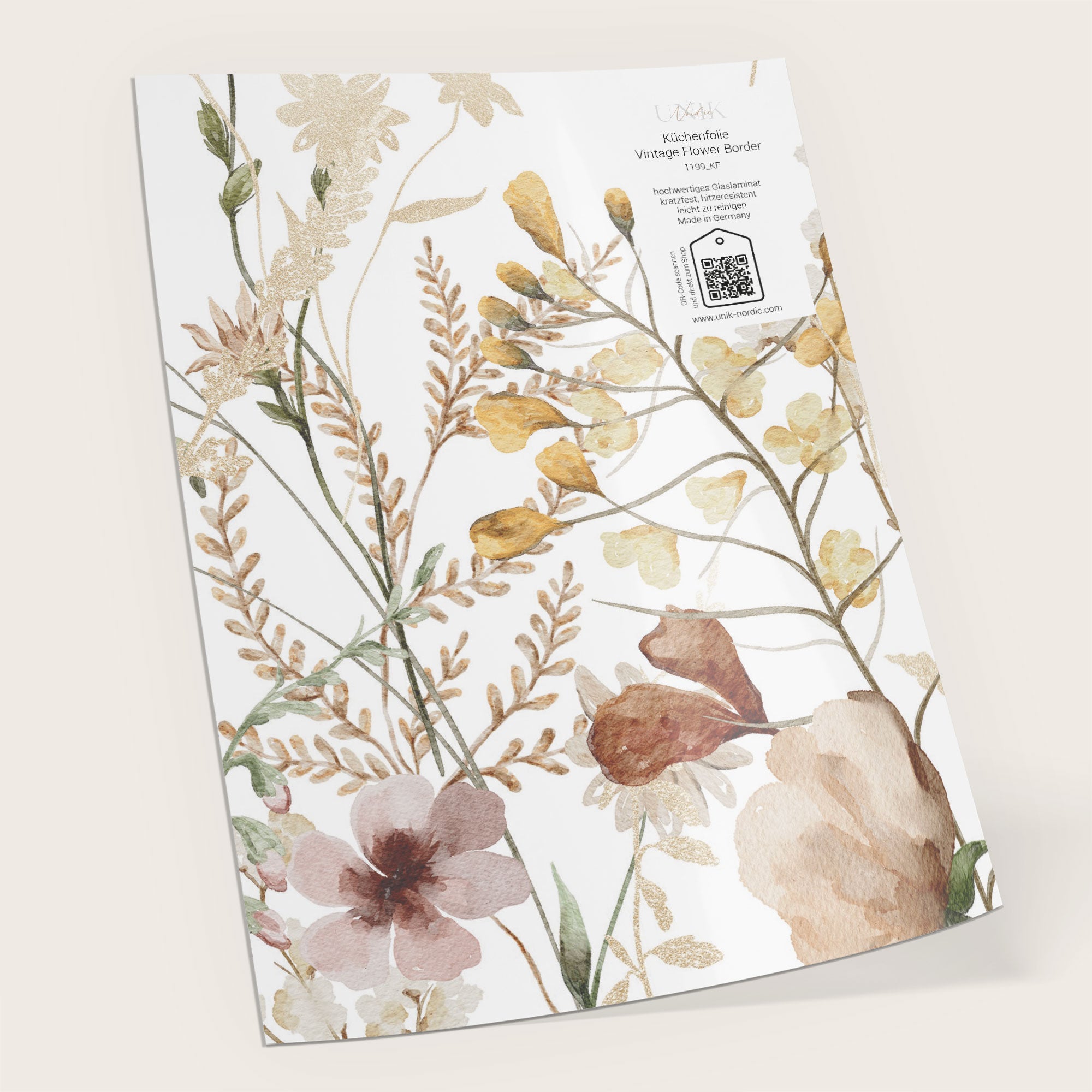 Muster Küchenfolie Vintage Flower Border – Unik Nordic