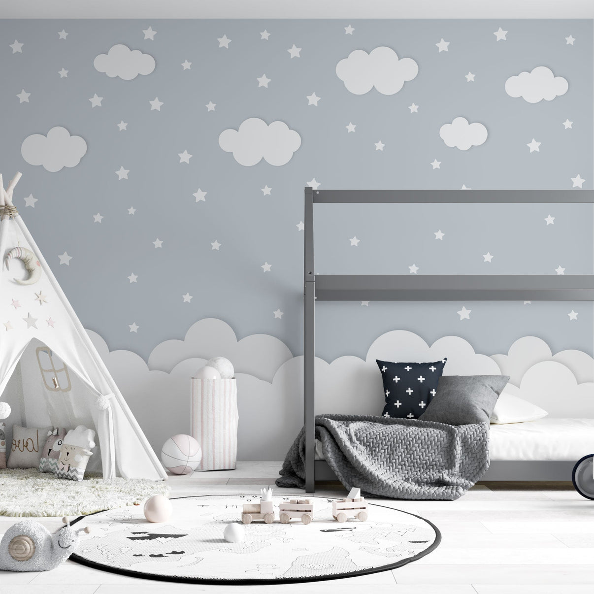 Kinderzimmer Tapete Wolken